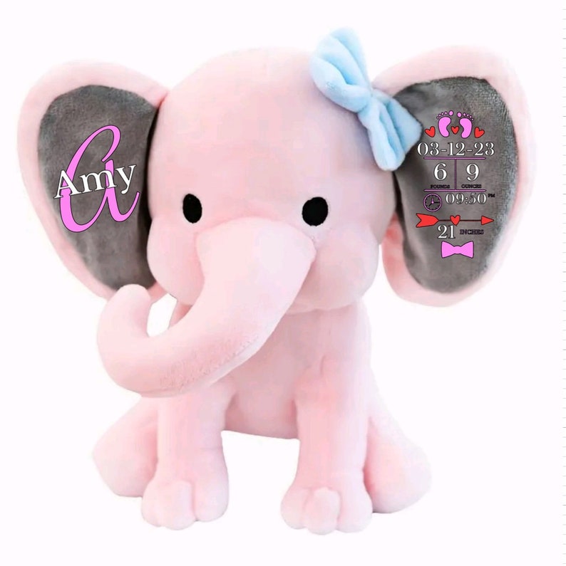 Birth Announcement First Elephant Plush birth Elephant - Etsy