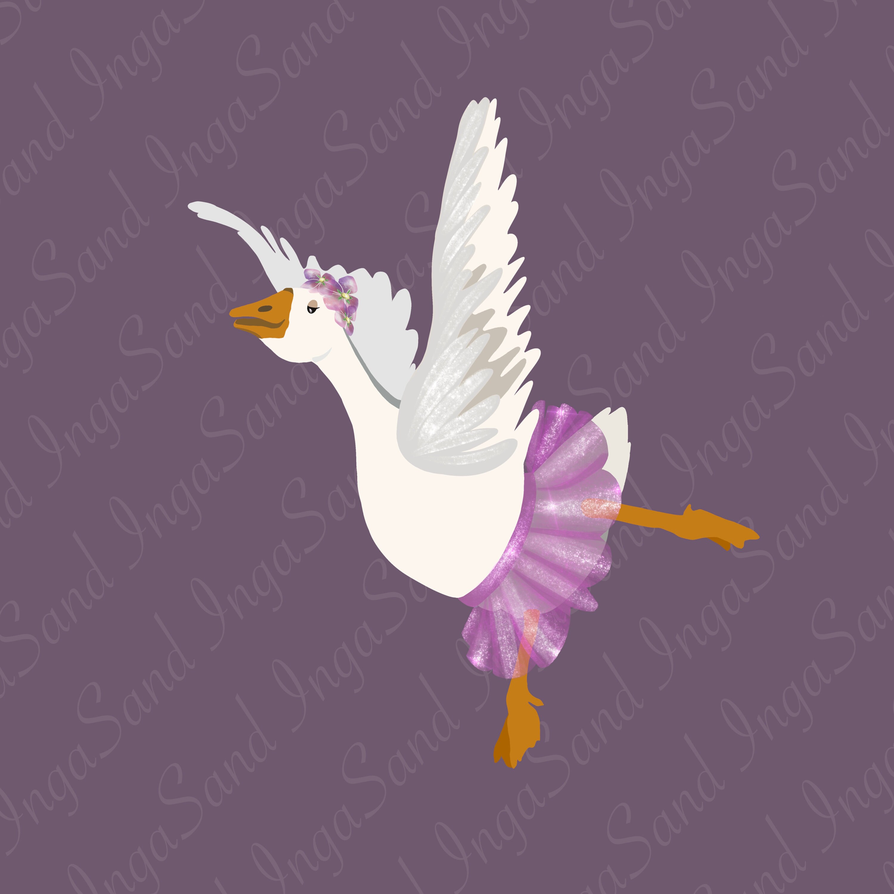 Printable Funny Goose Illustration, Dancing Goose, Ballet Digital ...