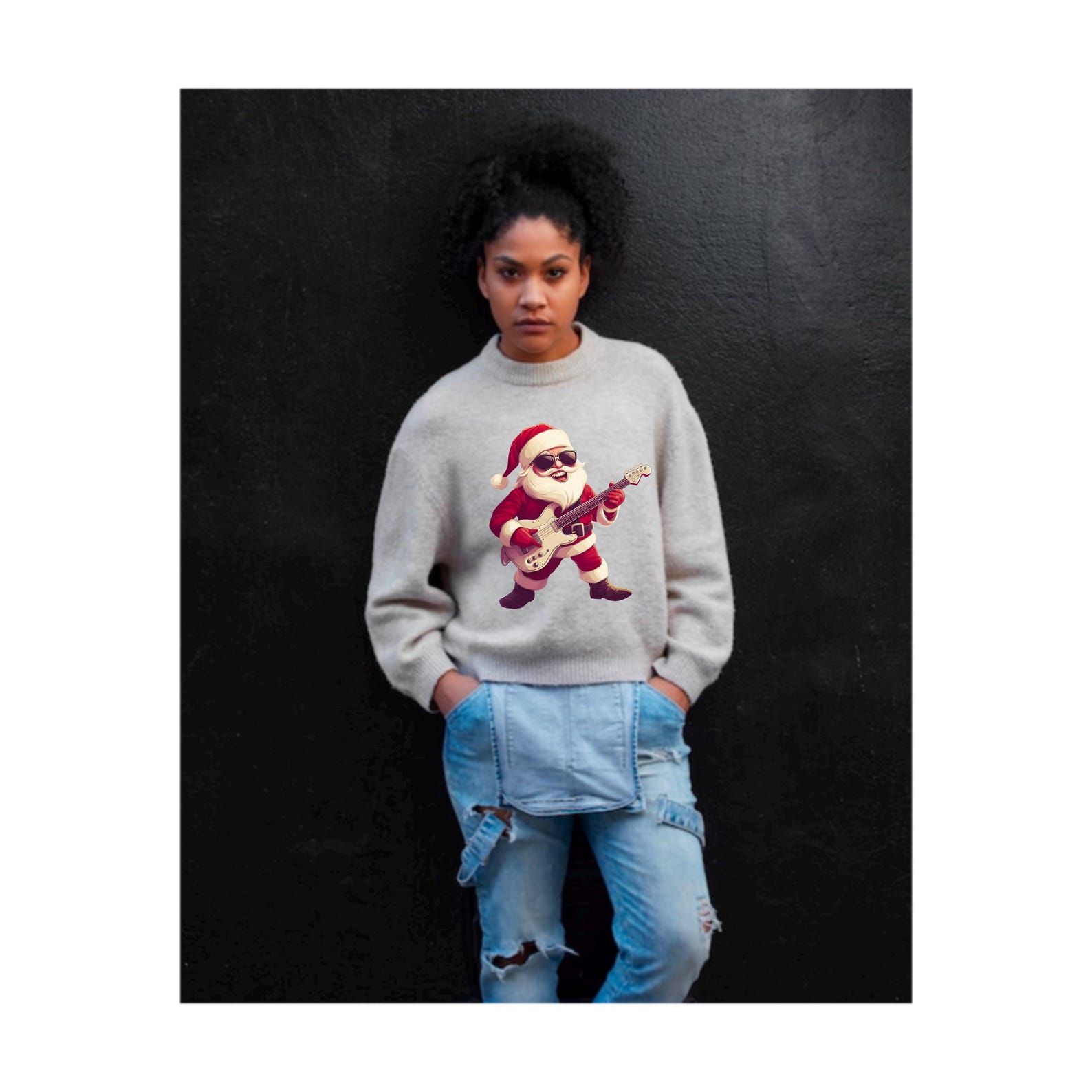 Funny Santa Claus Rocker With Guitar High-quality 5000x5000 PNG Print ...