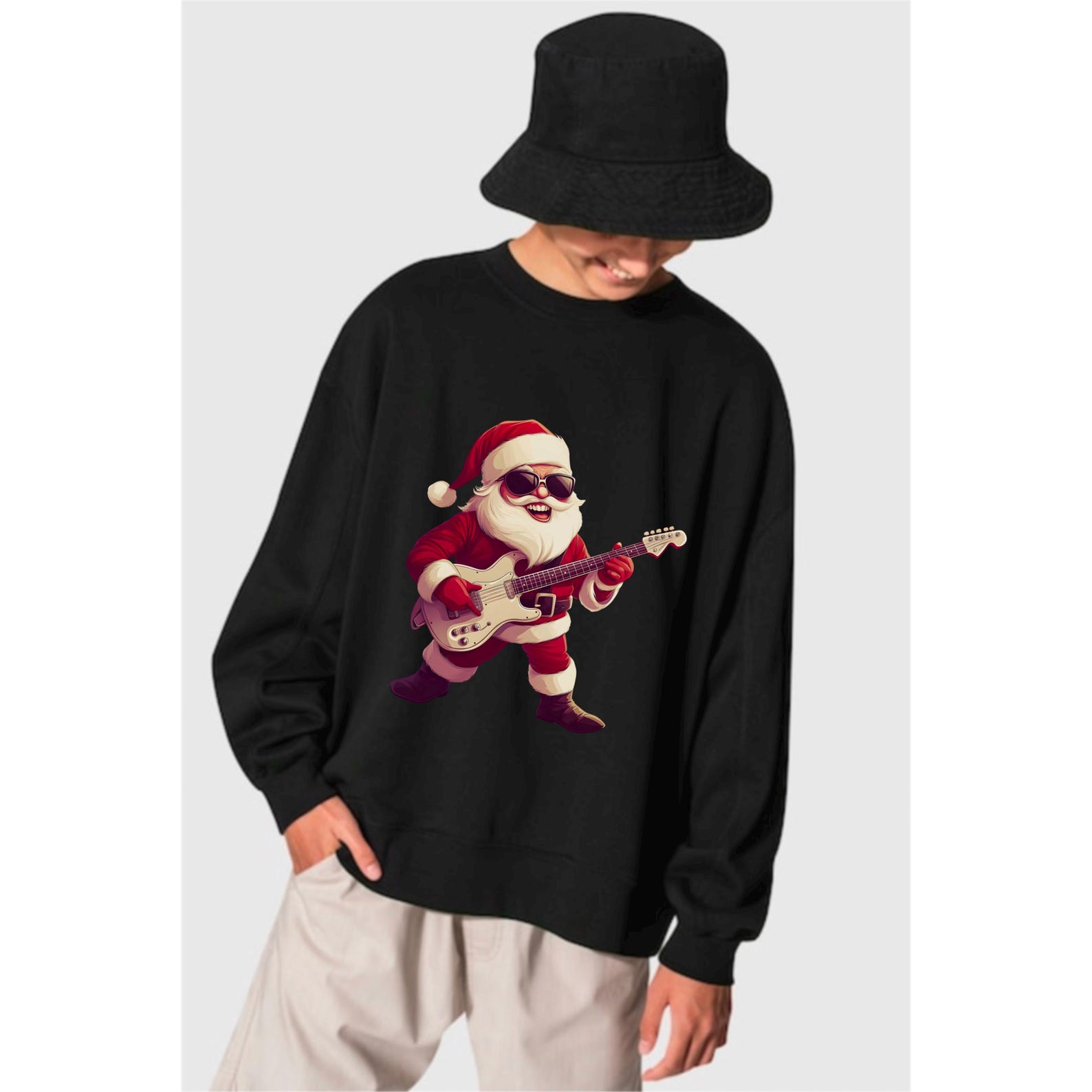 Funny Santa Claus Rocker With Guitar High-quality 5000x5000 PNG Print ...