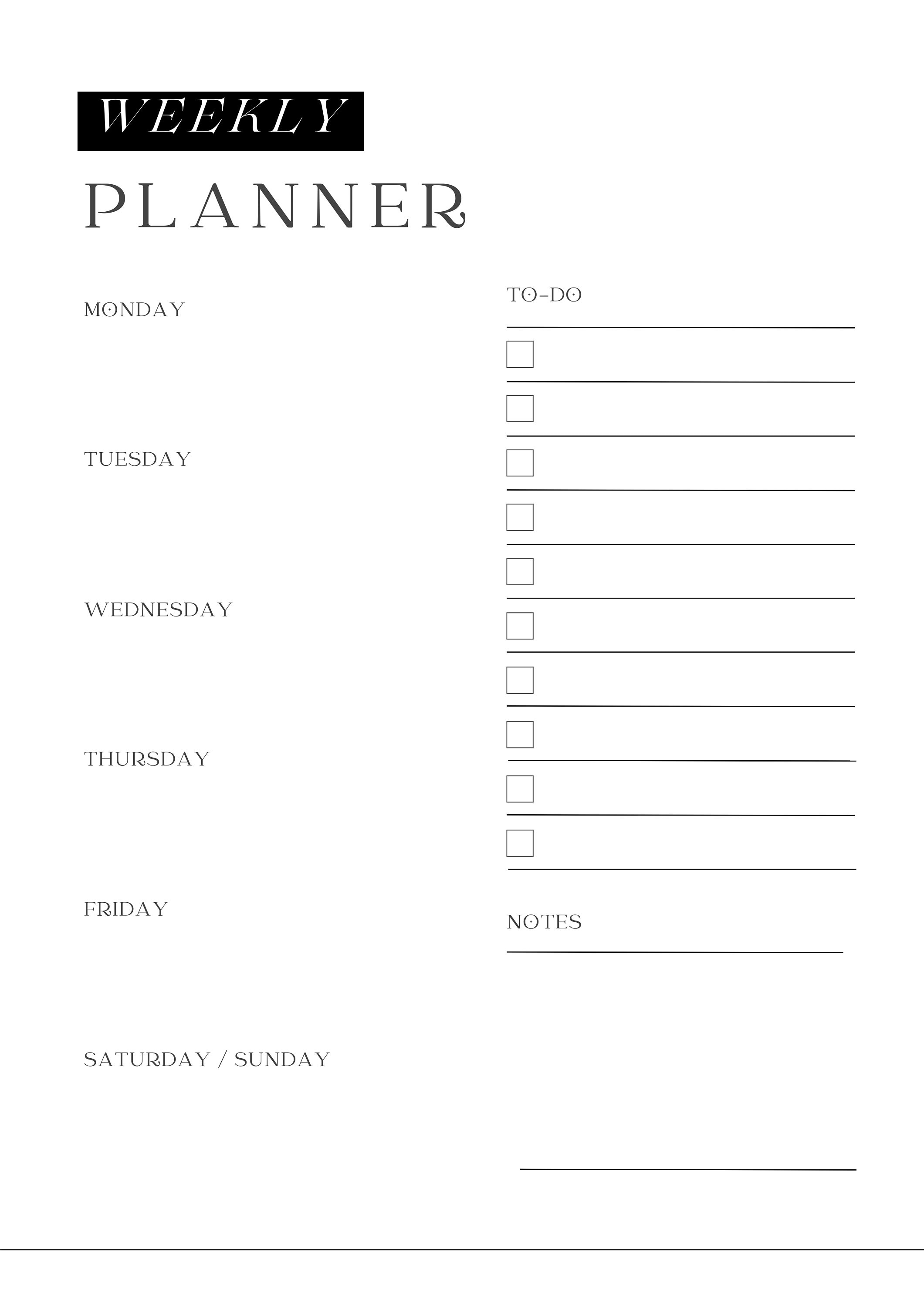 Weekly Schedule, Printable PDF, Weekly Planner, A4 and Letter Digital ...