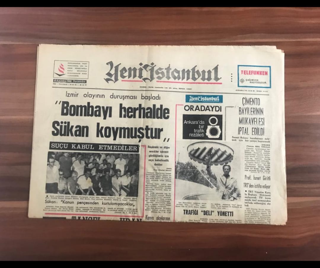 Turkish Old Newspaper, 1968, 15 August, Yeni İstanbul - Etsy