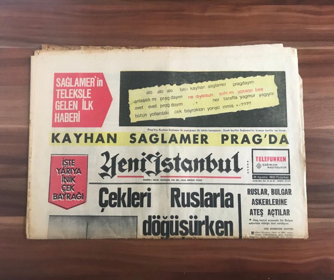 Turkish Old Newspaper, 1968, 26 August, Yeni İstanbul - Etsy