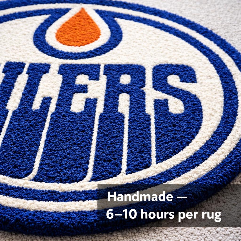 Edmonton Oilers Tufted Rug | Handmade NHL Hockey Decor | Vintage Hockey ...