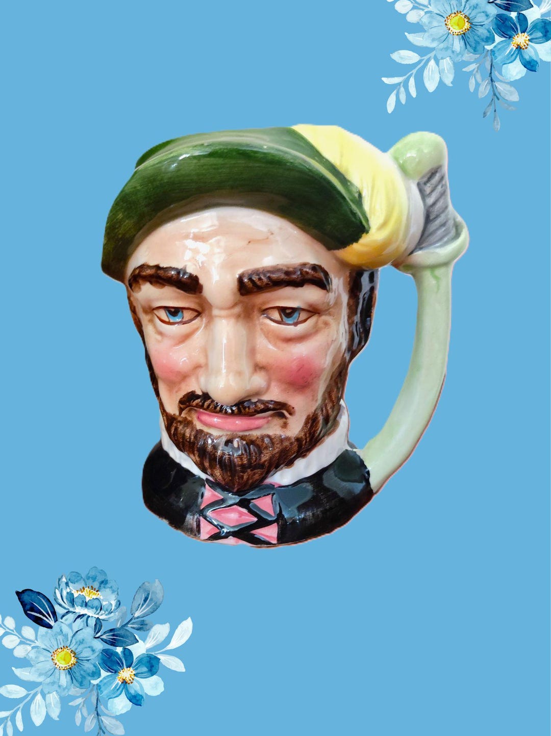 Vintage English Toby Jug Style Character Pitcher, Hand Painted Medieval ...
