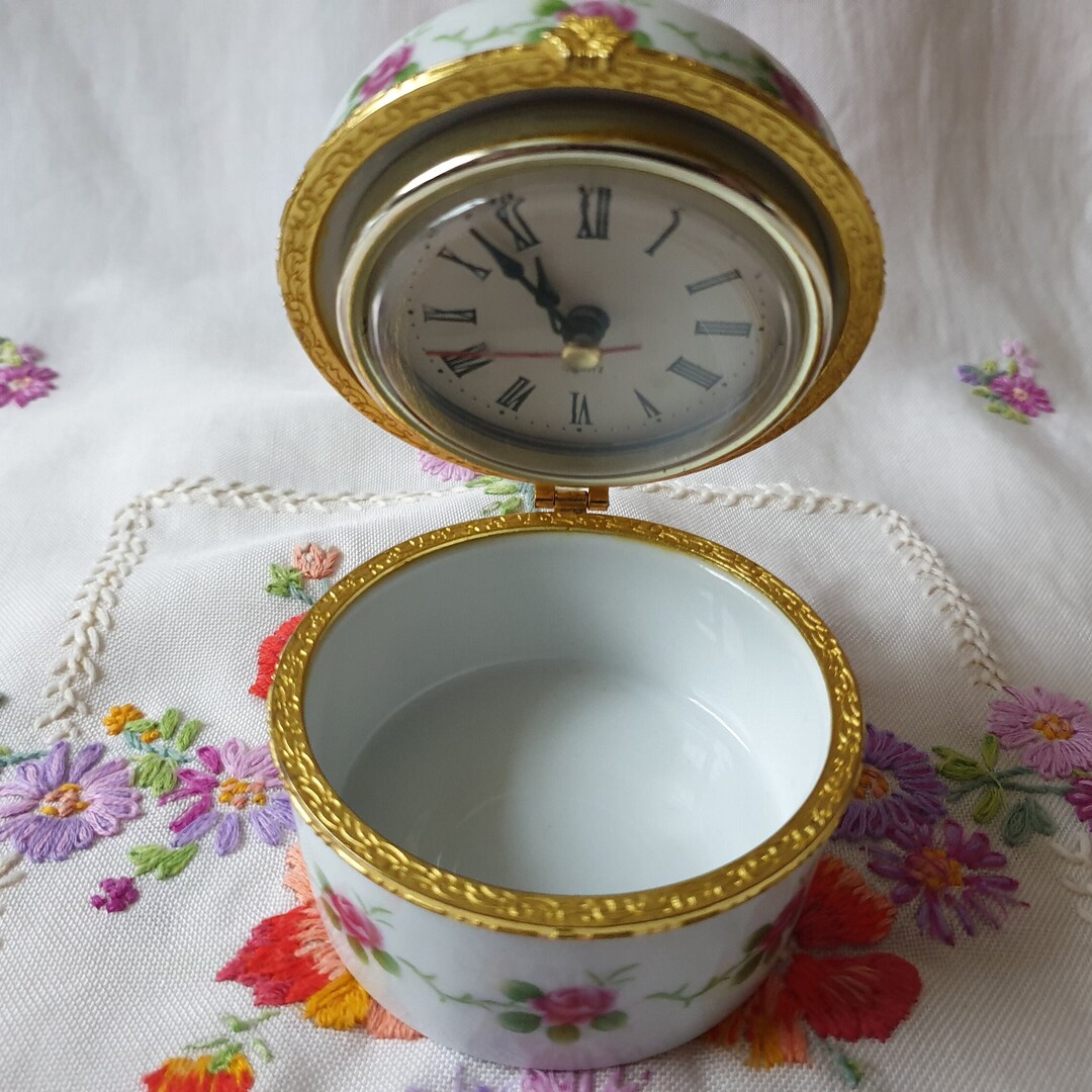 Vintage Trinket Box With Clock of Damart. Vintage Beauty and ...