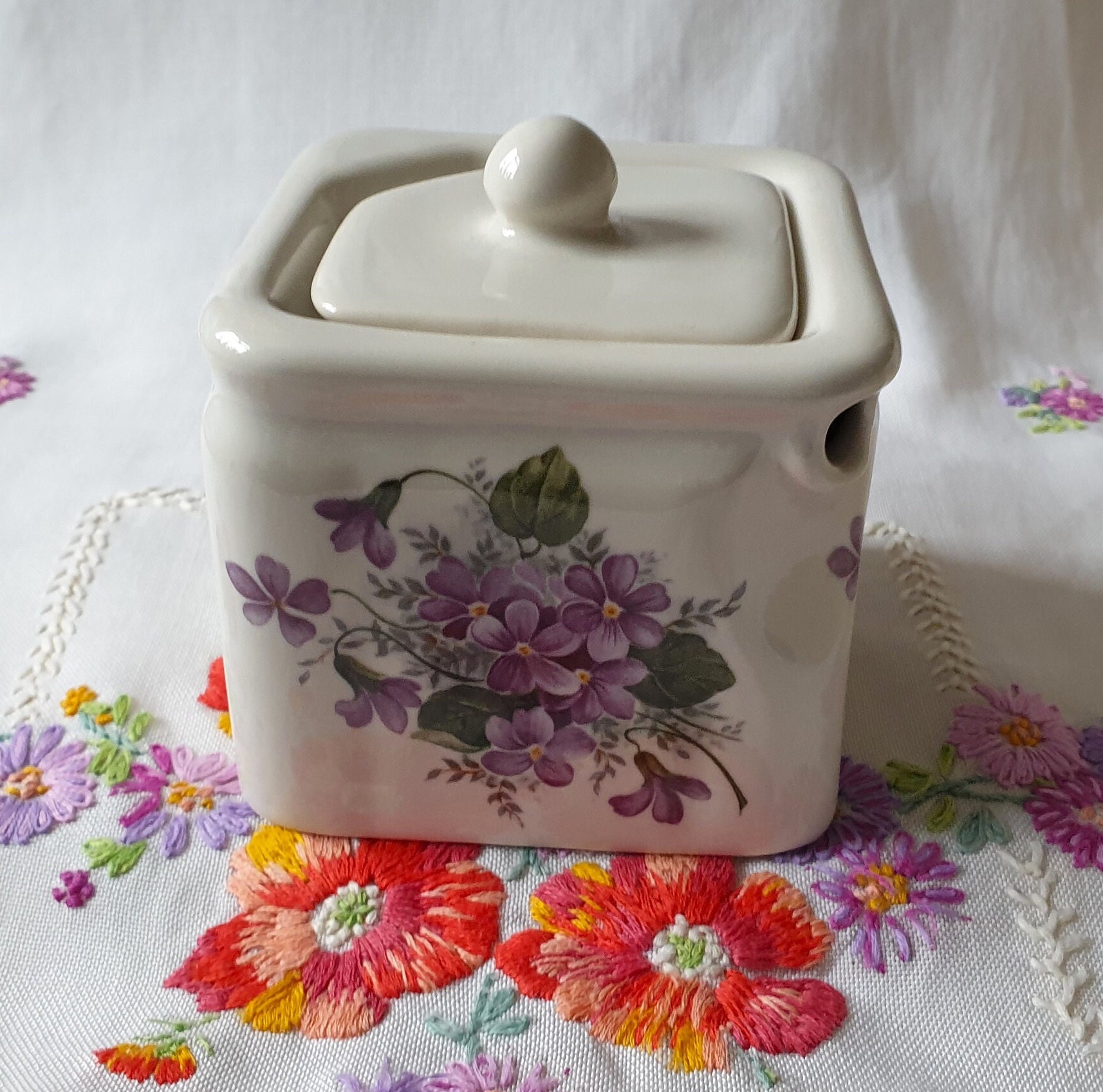 English Porcelain, Vintage Tea Pot, the Kernewek Square-shaped Tea Pot ...