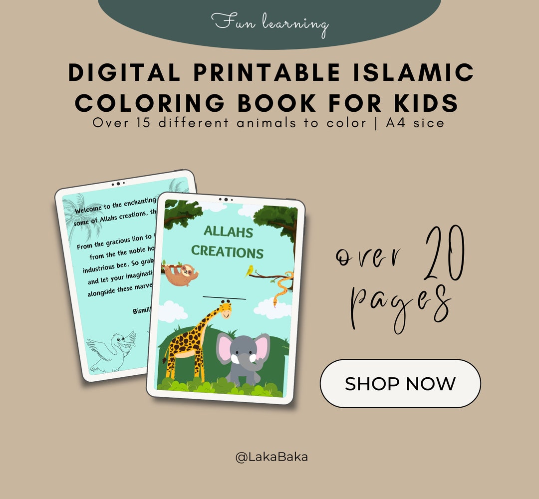 Digital Printable Coloring Islamic Book for Kids, Instant Digital ...