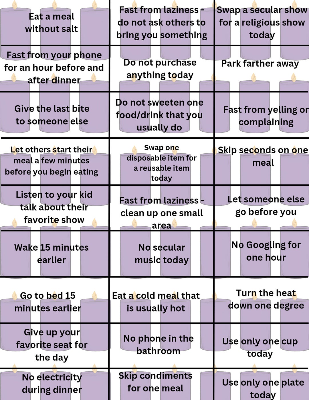 Lent Fasting Cards Printable - Etsy