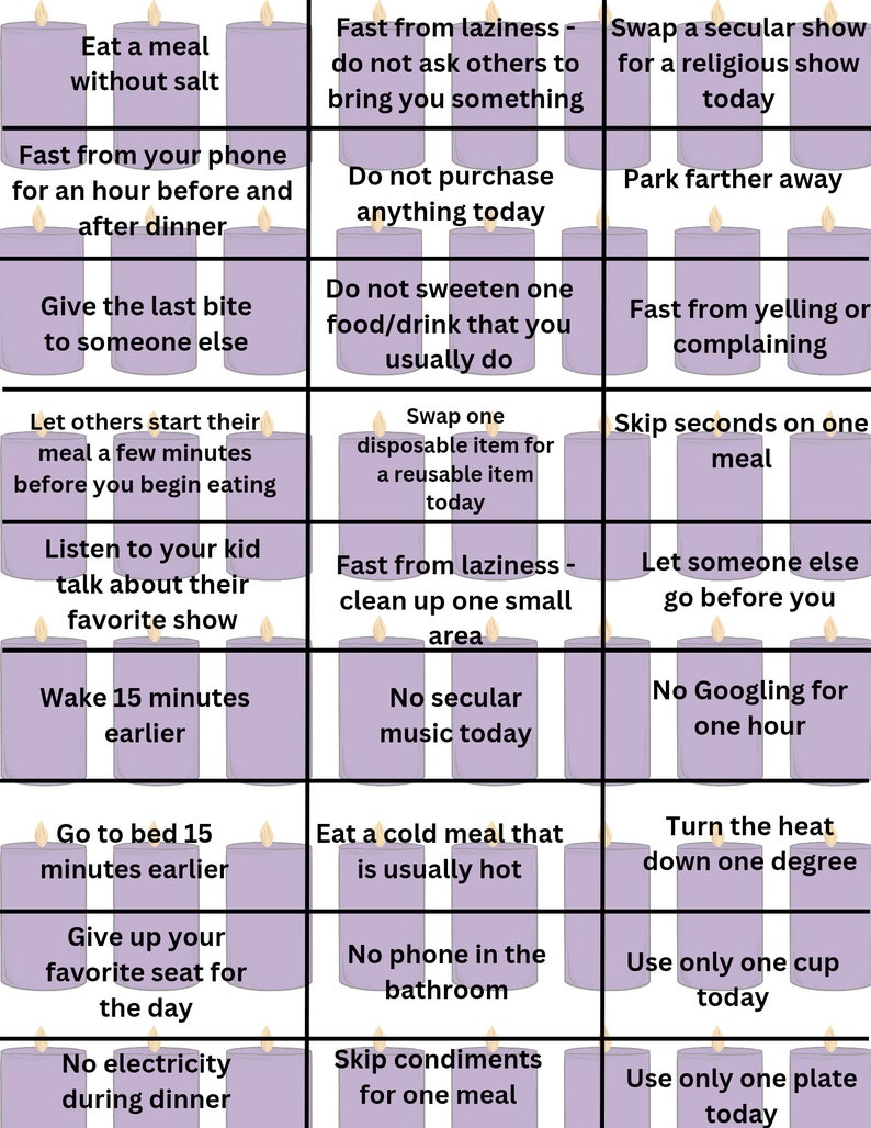 Lent Fasting Cards Printable - Etsy