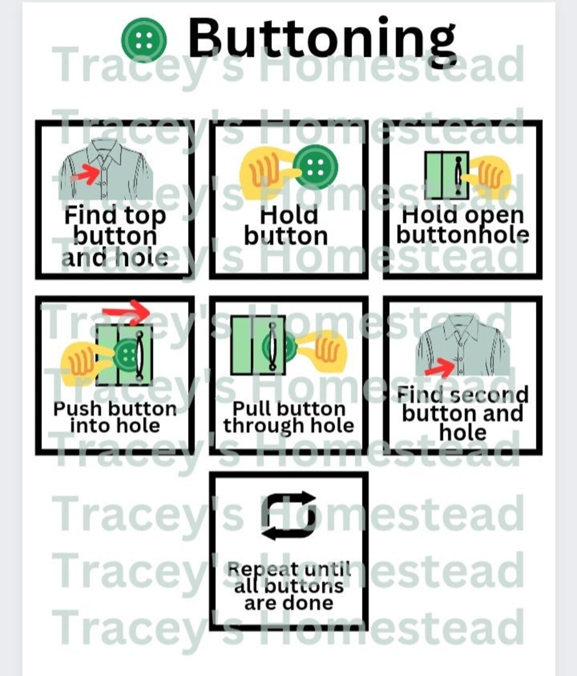 Buttoning Task Analysis Printable - Autism - Etsy UK