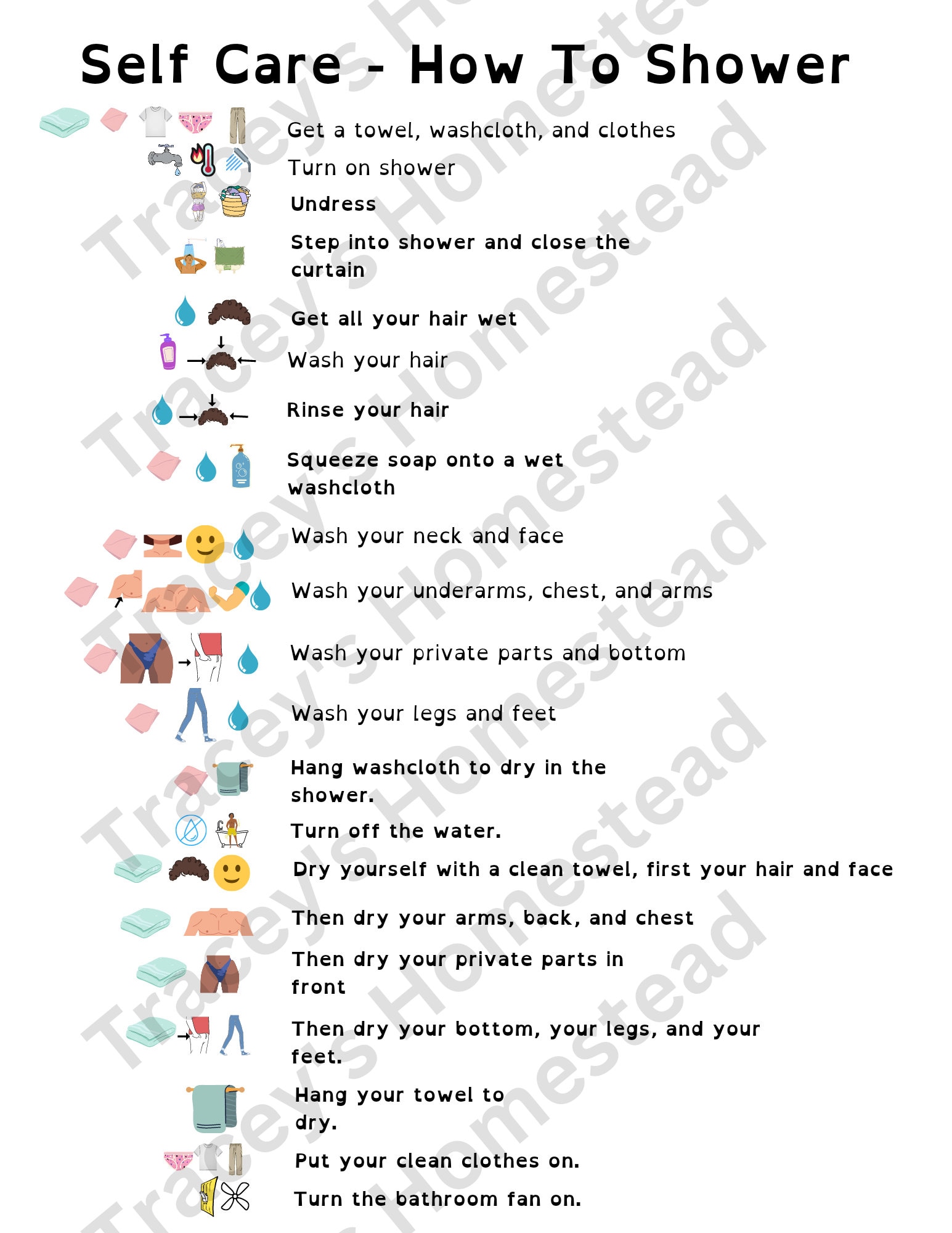 How to Shower Prompt - Visual Schedule for Autism - Lifeskills PEC ...