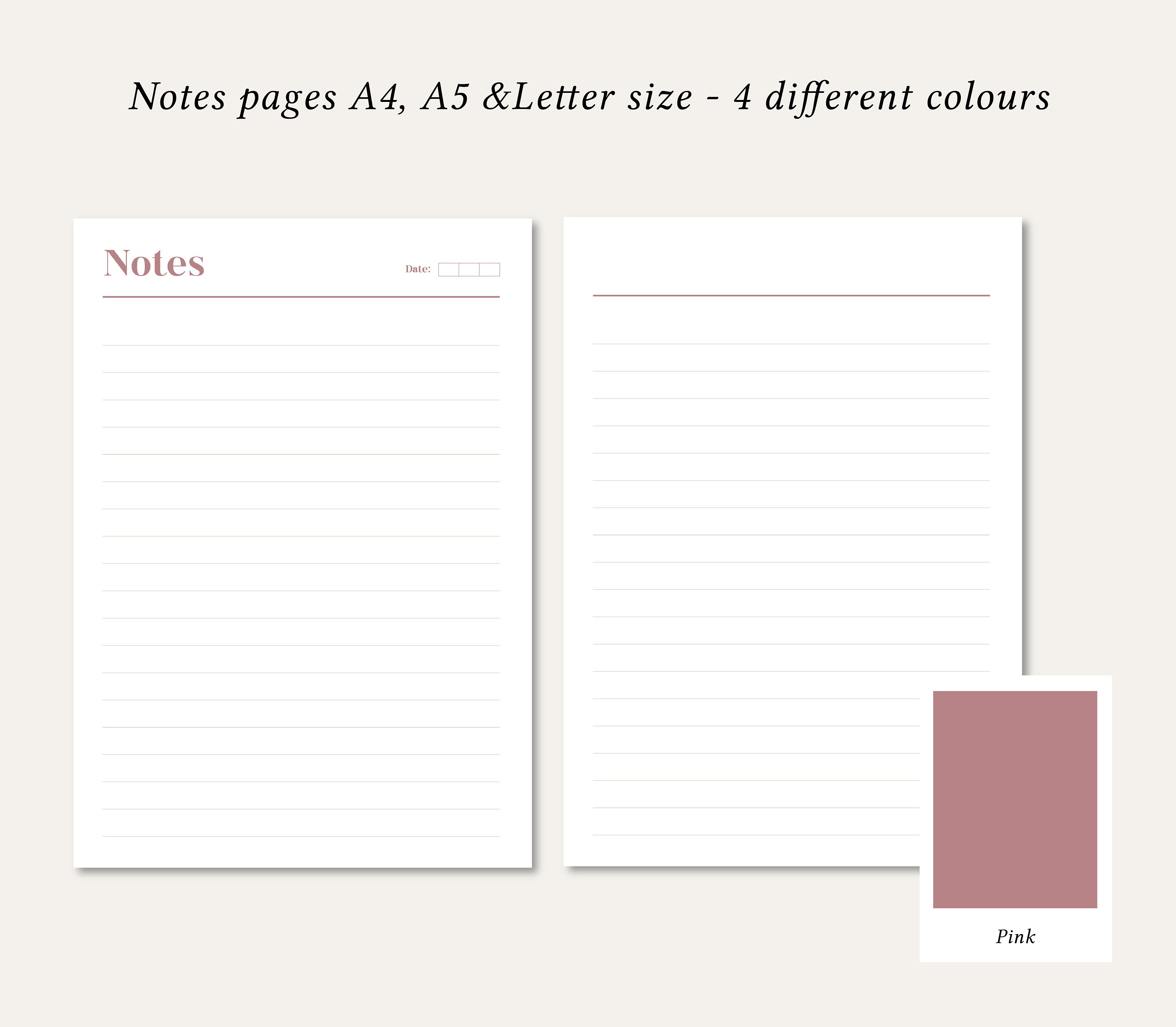 Lined Notes Template, Notes Page Printable, Note Taking, Writing Paper ...