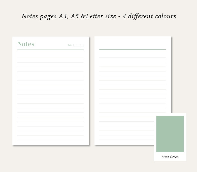 Lined Notes Template, Notes Page Printable, Note Taking, Writing Paper ...