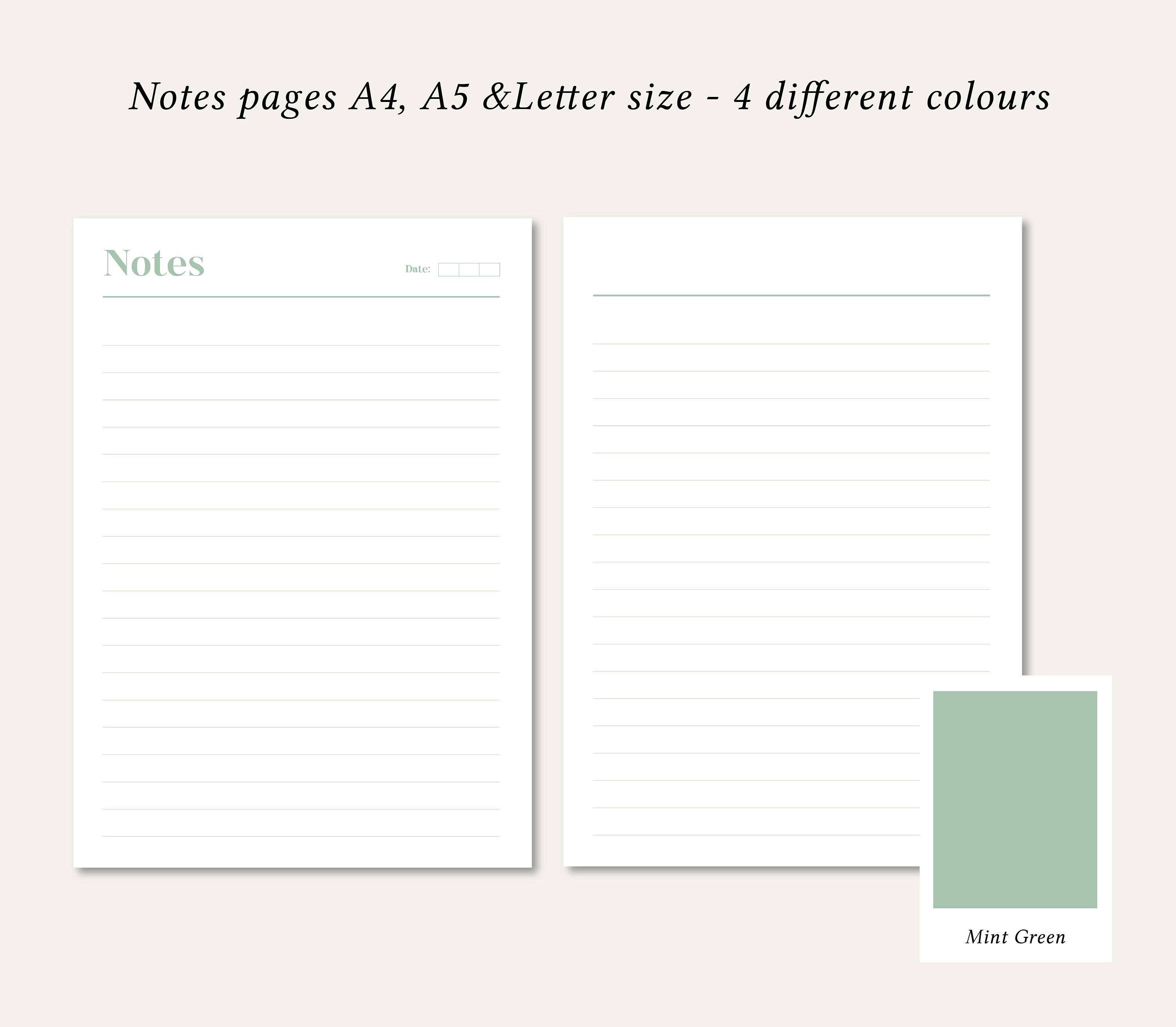Lined Notes Template, Notes Page Printable, Note Taking, Writing Paper ...