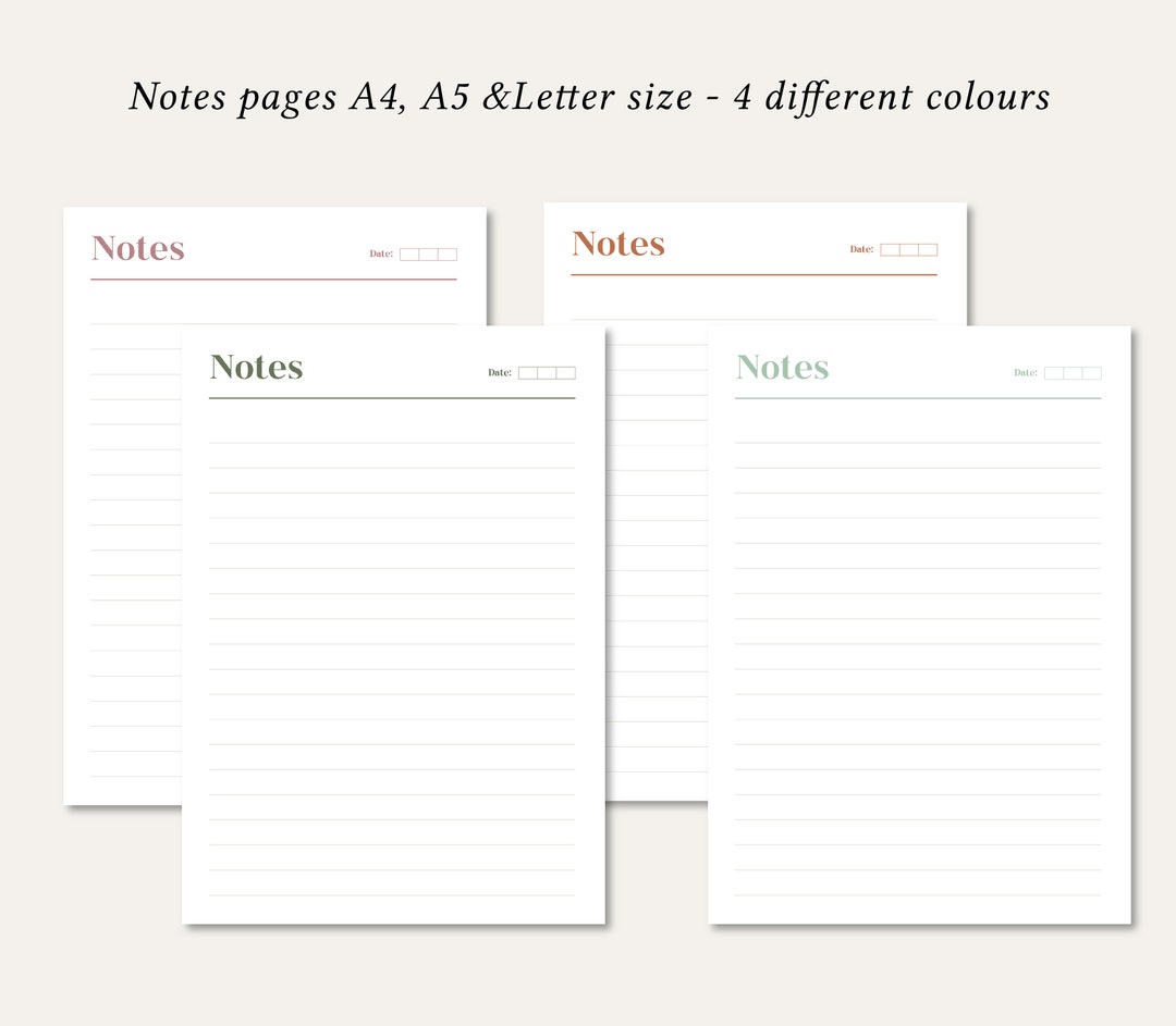 Lined Notes Template, Notes Page Printable, Note Taking, Writing Paper ...