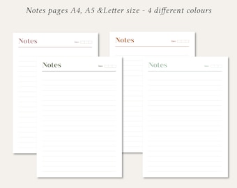 Notes Page Printable, Lined Notes Template, Note Taking, Writing Paper ...