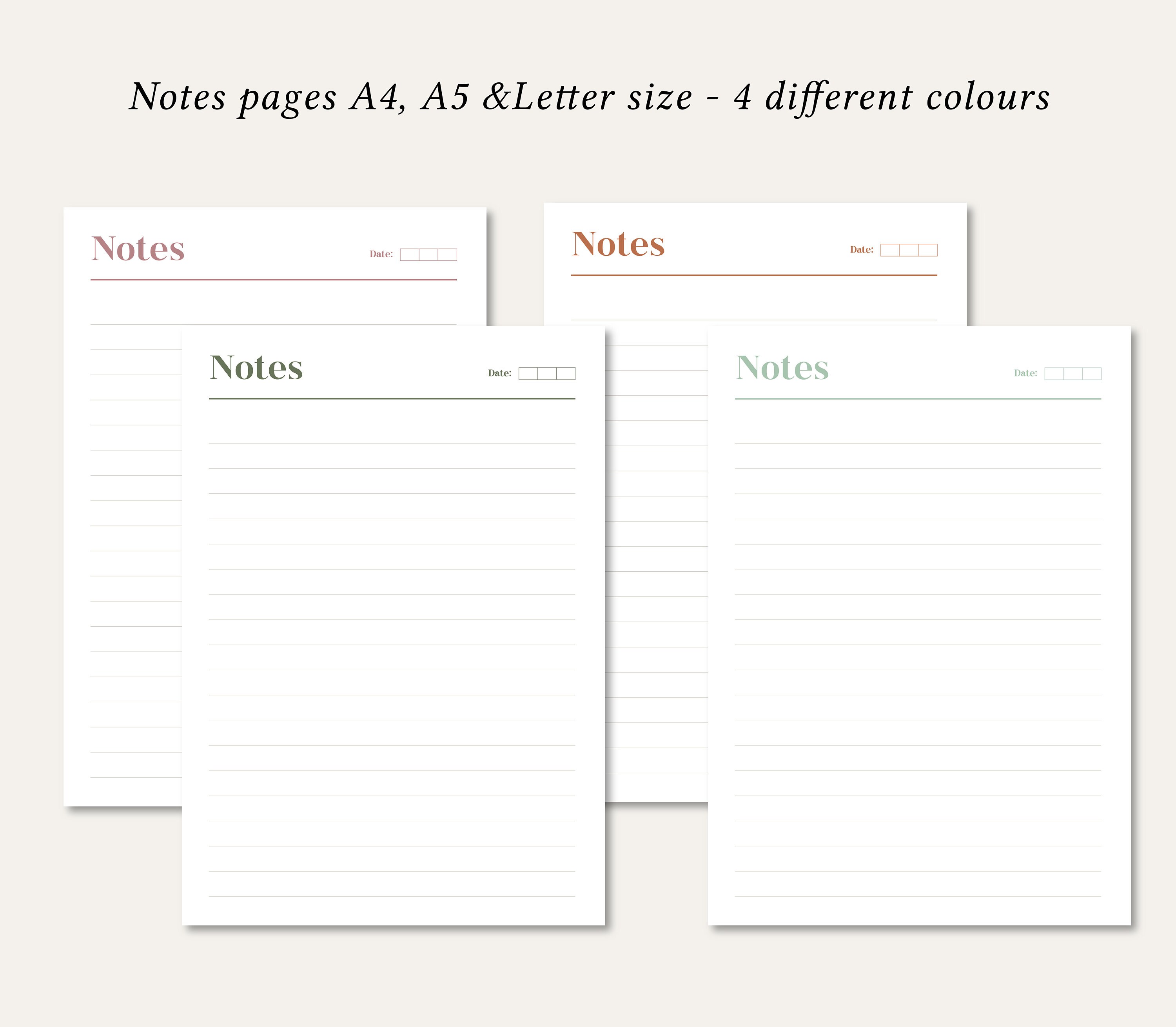 Lined Notes Template, Notes Page Printable, Note Taking, Writing Paper ...