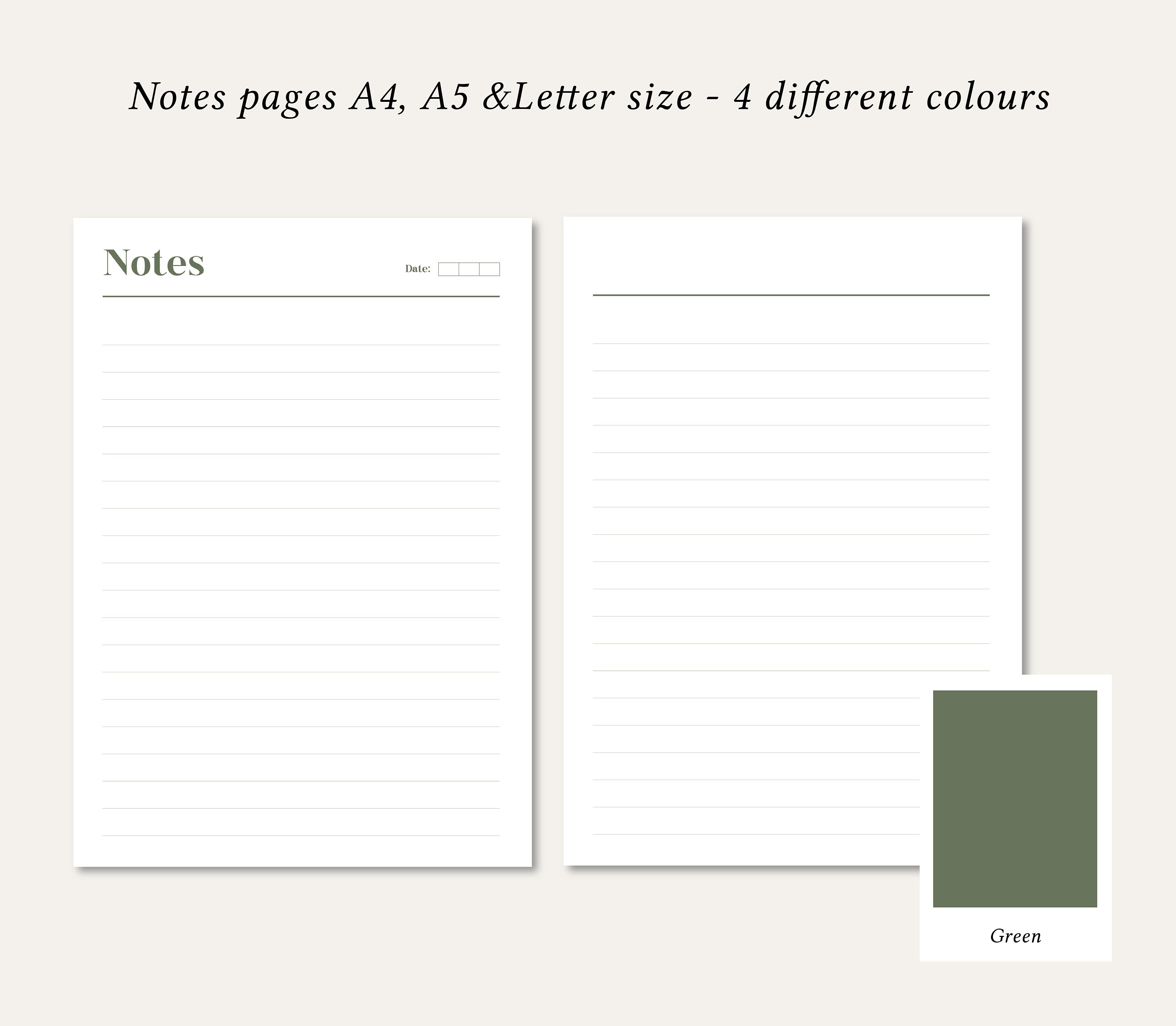 Lined Notes Template, Notes Page Printable, Note Taking, Writing Paper ...