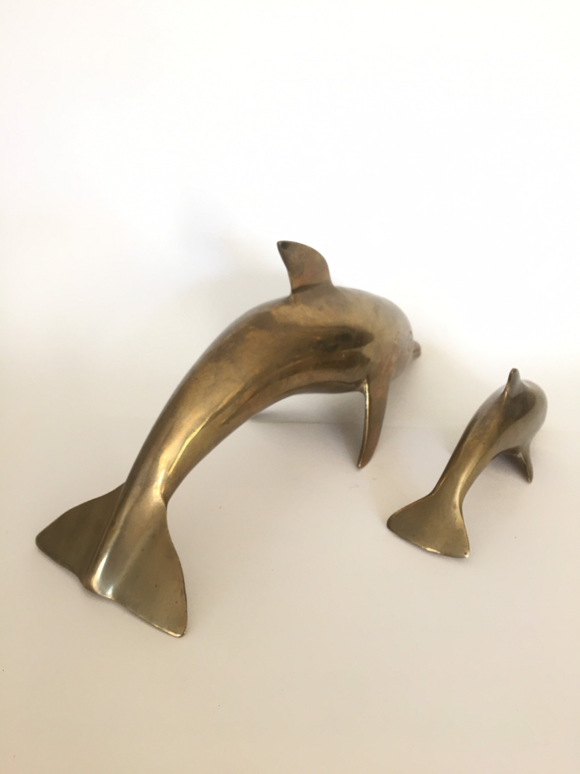 Vintage Brass Dolphins Sculpture Decorative Ornaments / Brass Home ...
