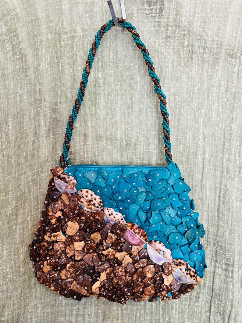 Mido Collection Vintage Turquoise Brown Shell Beaded Purse - Etsy