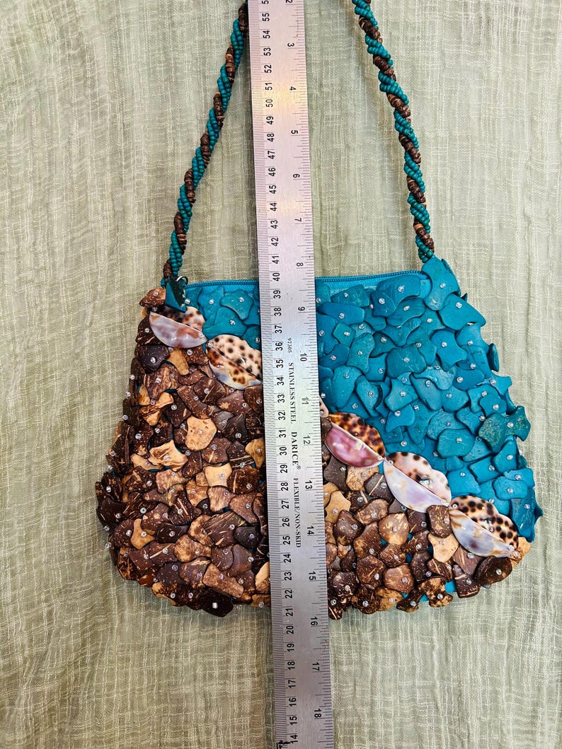 Mido Collection Vintage Turquoise Brown Shell Beaded Purse - Etsy