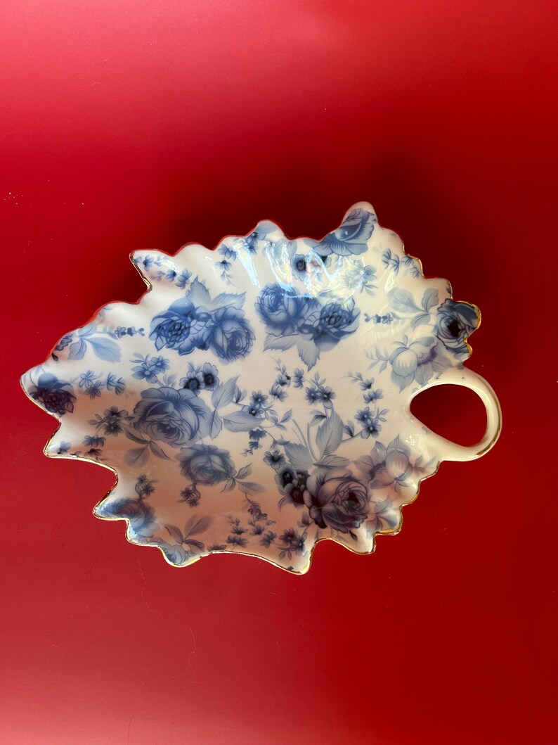 Antique Reflections I. Godinger Leaf Dish Floral 7.5" Plate Gold Trim ...