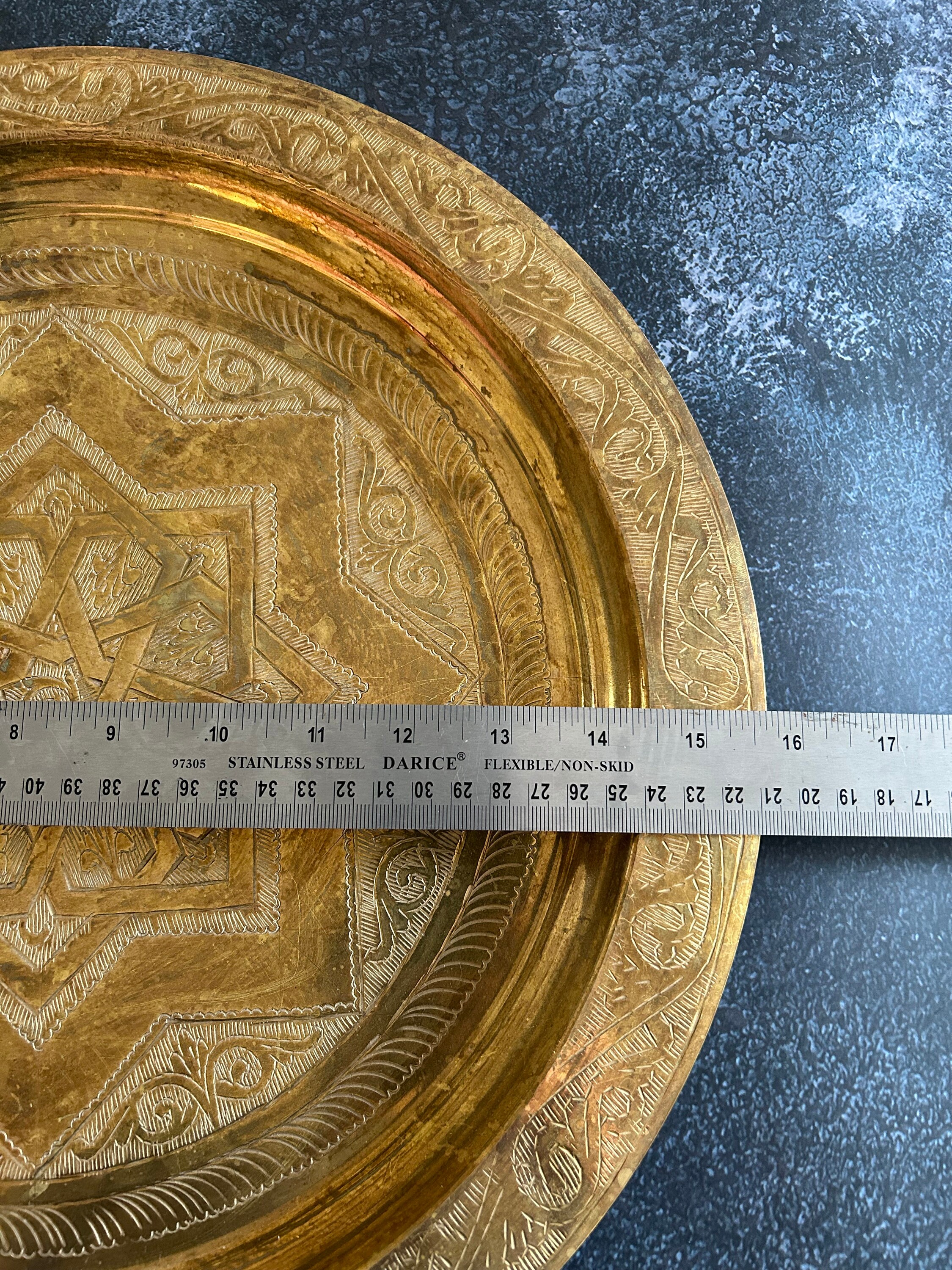 Vintage Heavy Brass Tray / Brass Decorative Tray / Persian Brass Tray ...