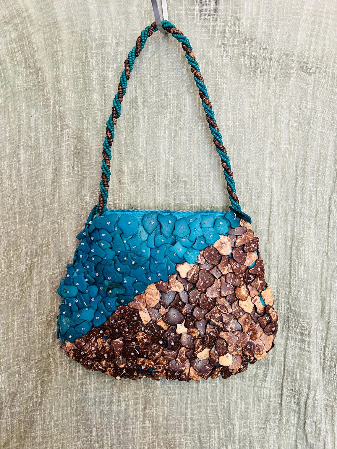 Mido Collection Vintage Turquoise Brown Shell Beaded Purse - Etsy
