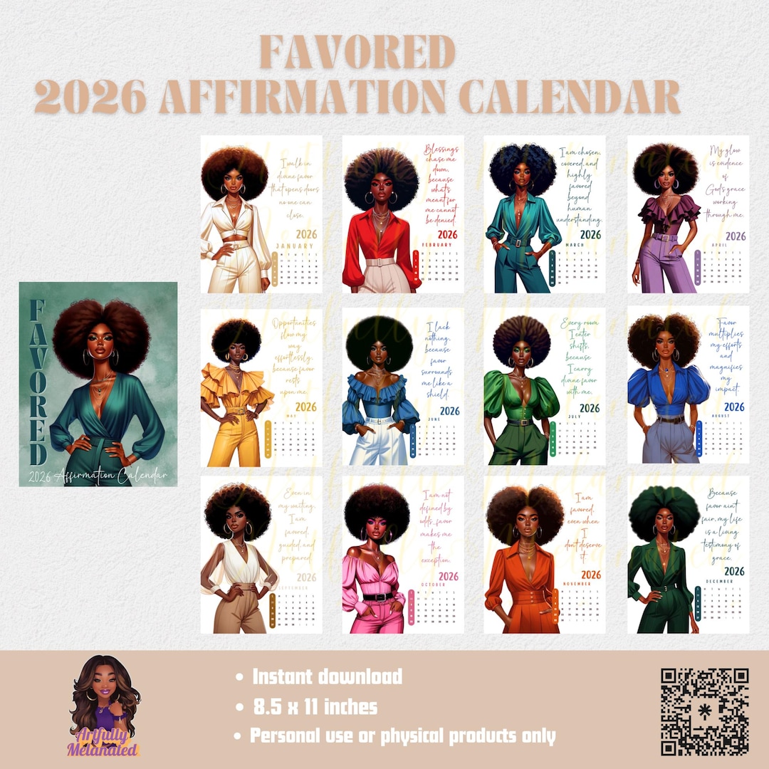 Favored 2026 Affirmation Calendar | Instant Download | Empowering ...