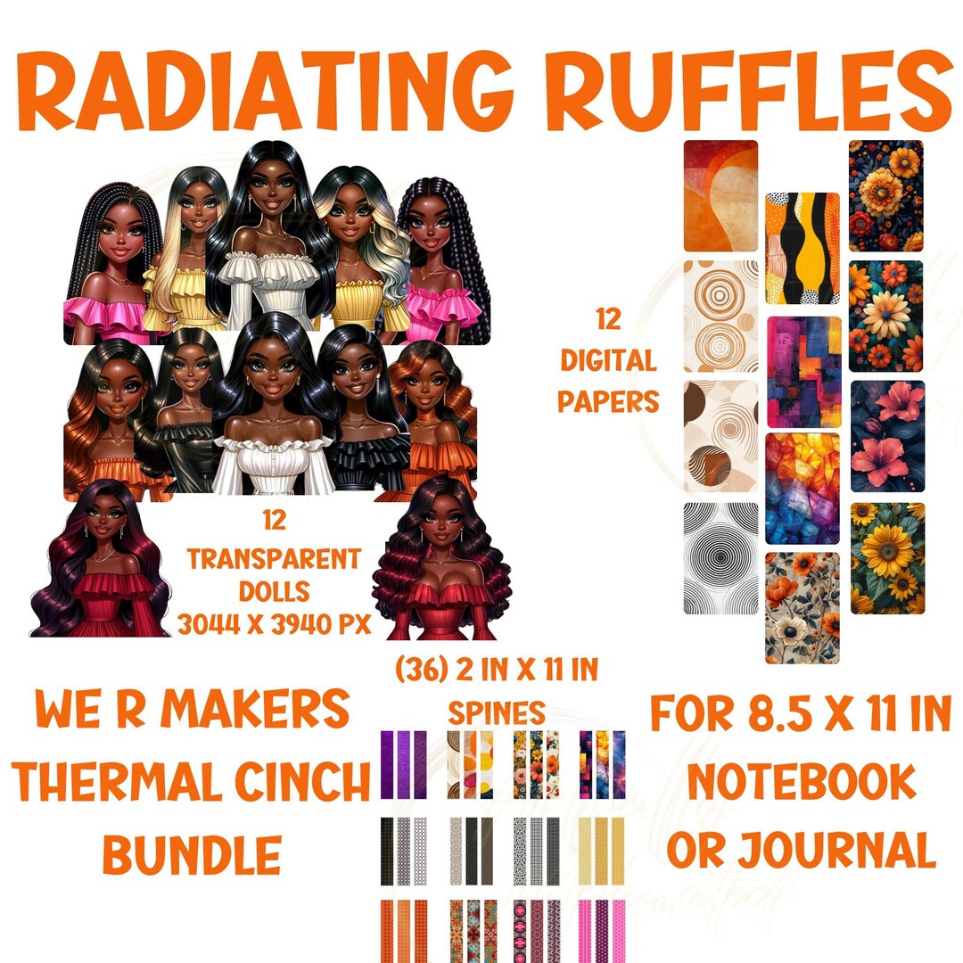 Radiating Ruffles Journal Bundle: Clipart Dolls, Digital Papers ...