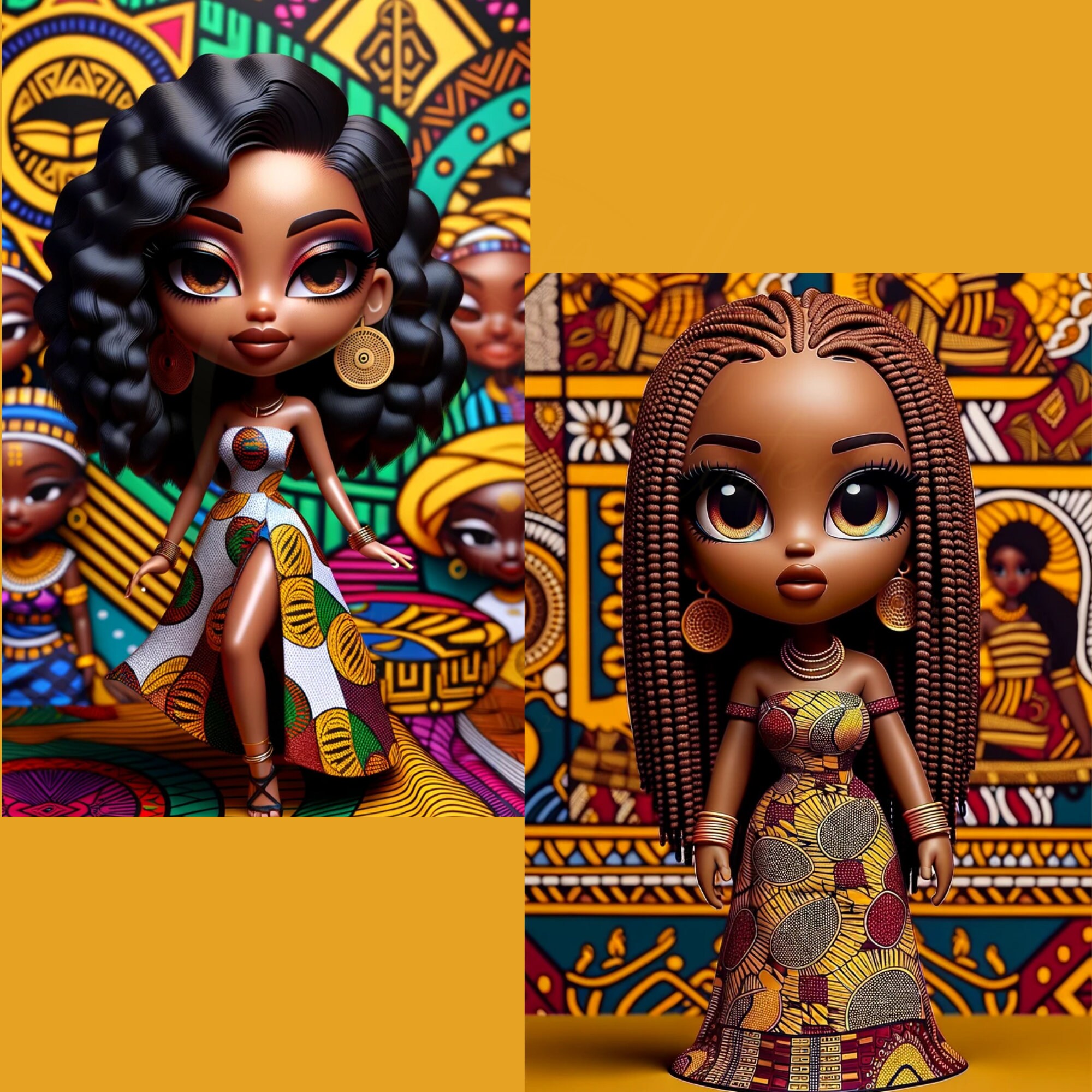 African Chibi 2 Collection 10 Unique High-res Fashion Clip Art ...