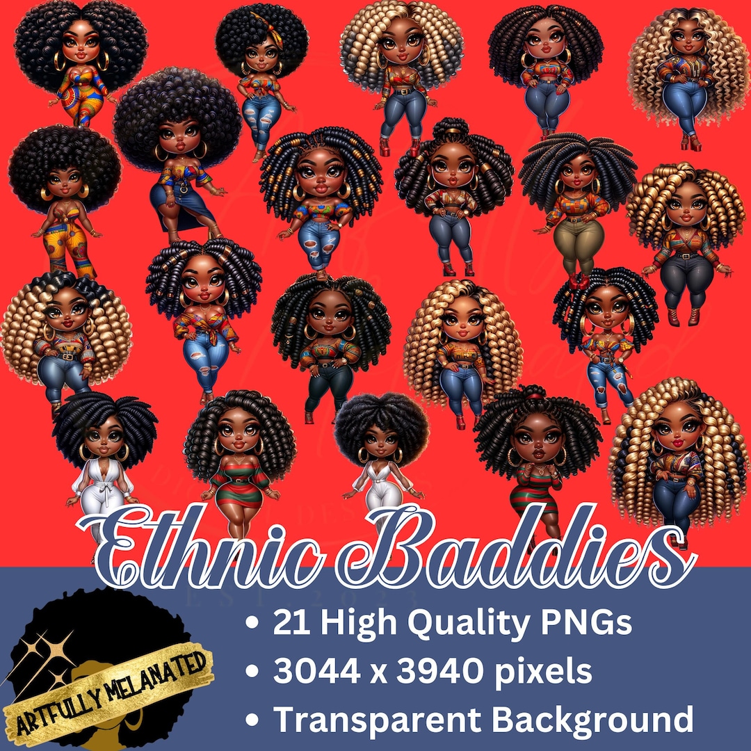Ethnic Baddie Bundle 21 Unique High-res Fashion Clip Art Transparent ...