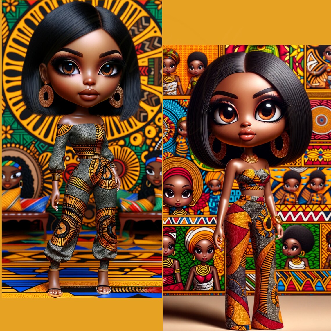 African Chibi 2 Collection 10 Unique High-res Fashion Clip Art ...