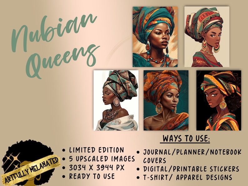 Nubian Queens High Resolution Clip Art African American Digital Art ...