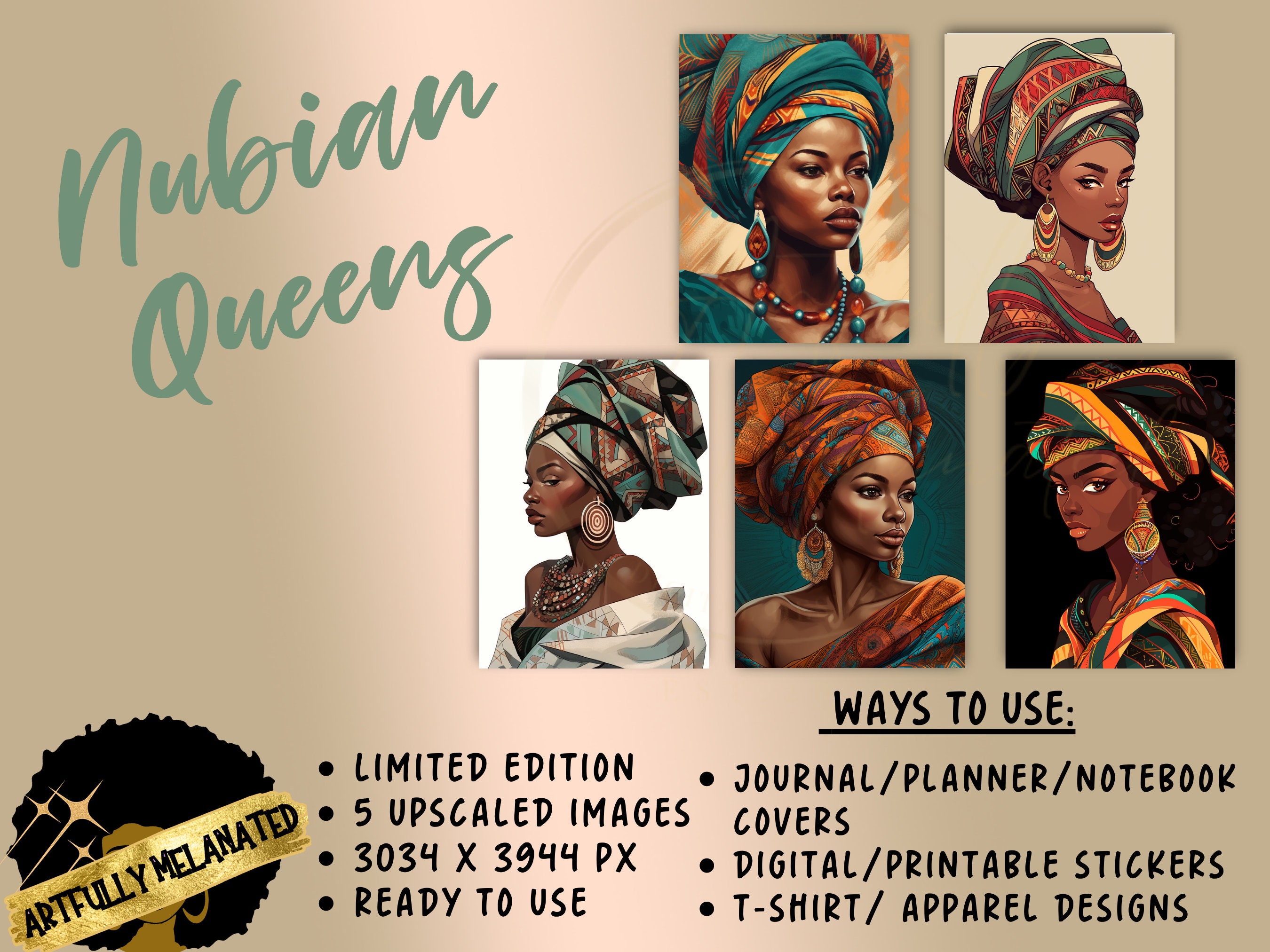 Nubian Queens High Resolution Clip Art African American Digital Art ...