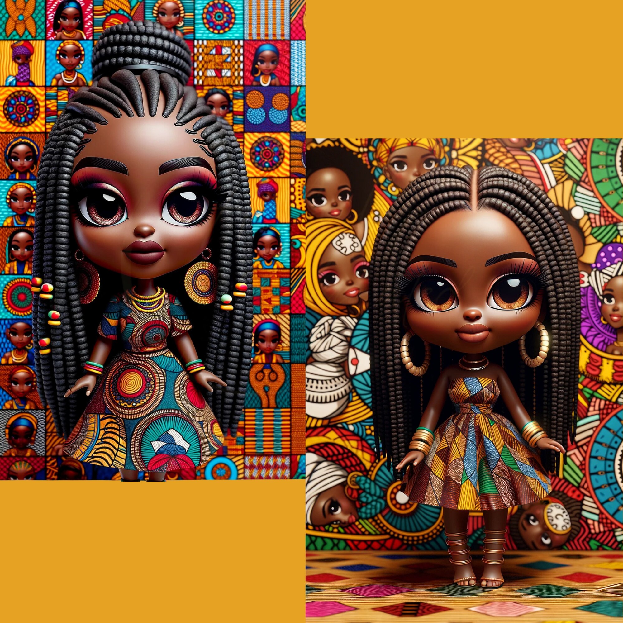 African Chibi 2 Collection 10 Unique High-res Fashion Clip Art ...