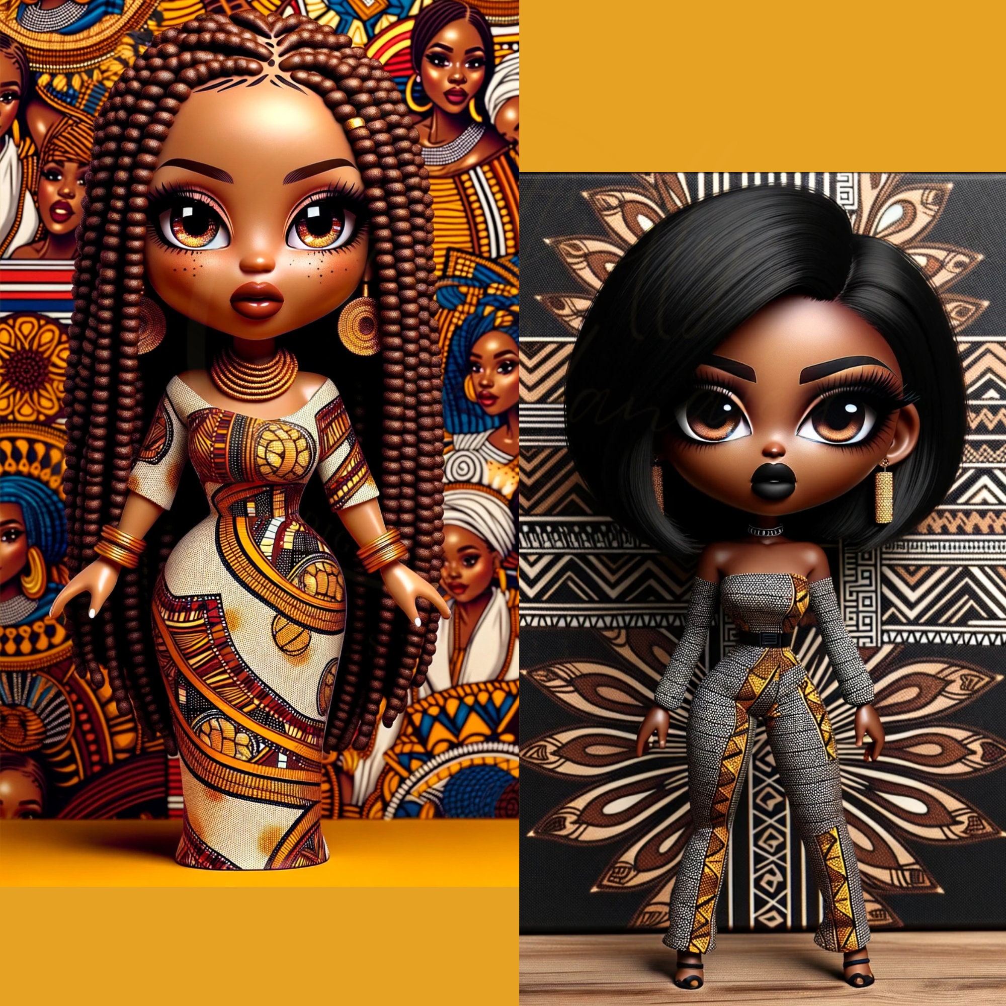 African Chibi 2 Collection 10 Unique High-res Fashion Clip Art ...