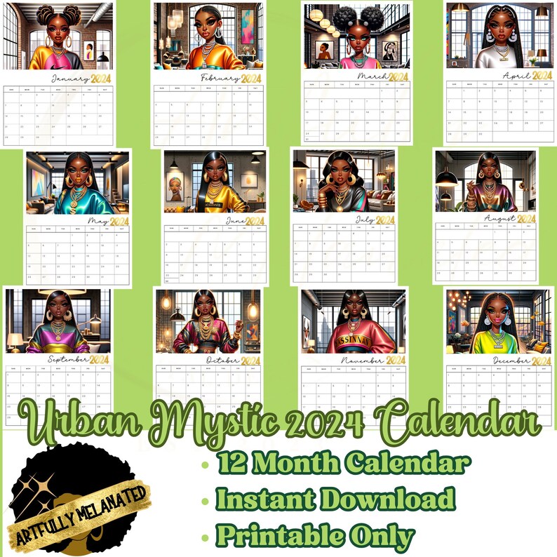 Urban Mystic 2024 Monthly Calendar Stay Organized and Stylish Instant ...