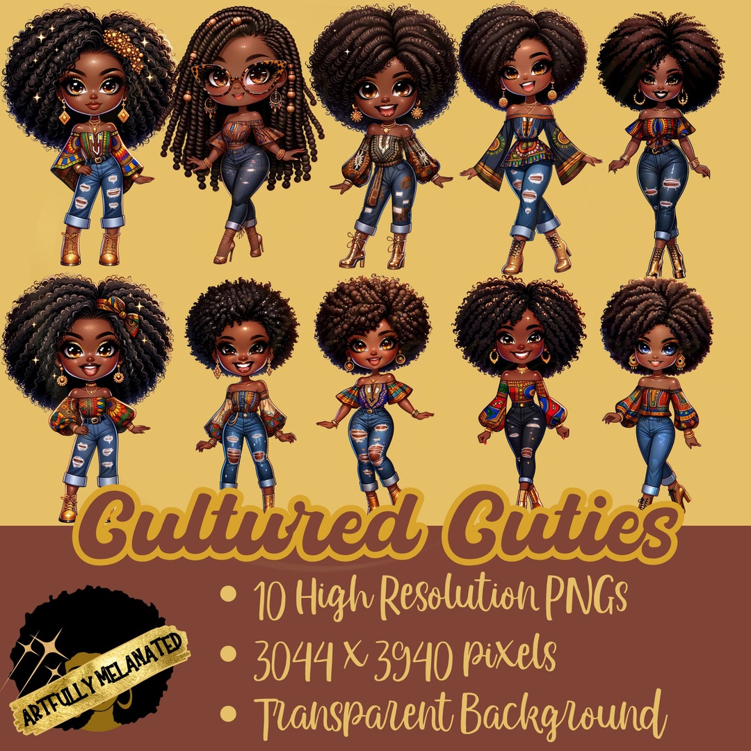 Cultured Cuties Chibi Collection| 10 Unique High-res Fashion Clip Art ...