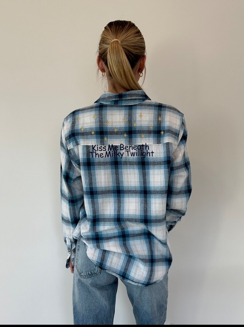 Vintage/embroidered Flannel Shirt/song Lyrics - Etsy