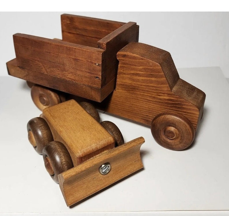 2 Vintage Genuine Wood Construction Toys BULLDOZER & DUMP - Etsy