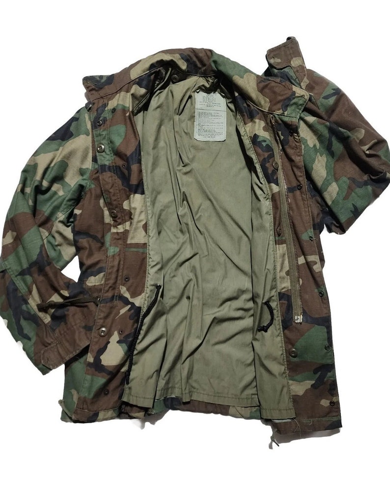 US Military Issue Vintage 1989 M65 Woodland Camo Field Jacket Medium ...