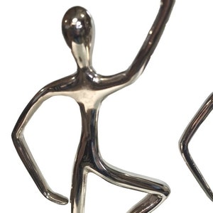 2 Chrome Plated Metal Ballet Dancer Figure Sculptures Modern Art Deco ...
