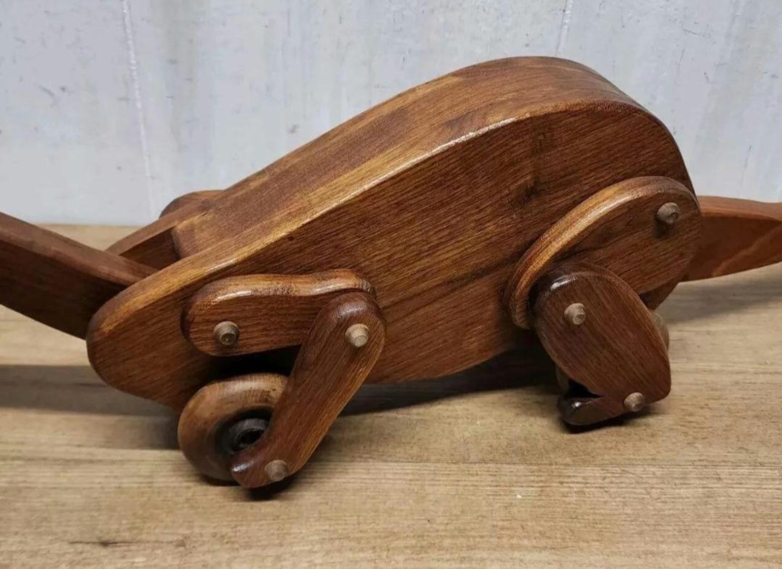 Vtg Wood Dinosaur Moving Moves Walks Wooden Hand Made Crafted Childs ...