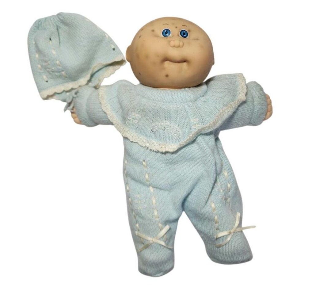 Vtg 1980's Cabbage Patch Kids Freckle Freckled Face Baby Doll Blue ...
