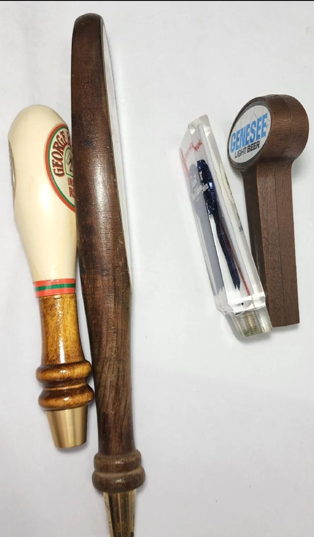4 Vintage Beer Tap Handles Old Wood Bar Taps Pabst PBR Stroh's GENESEE ...