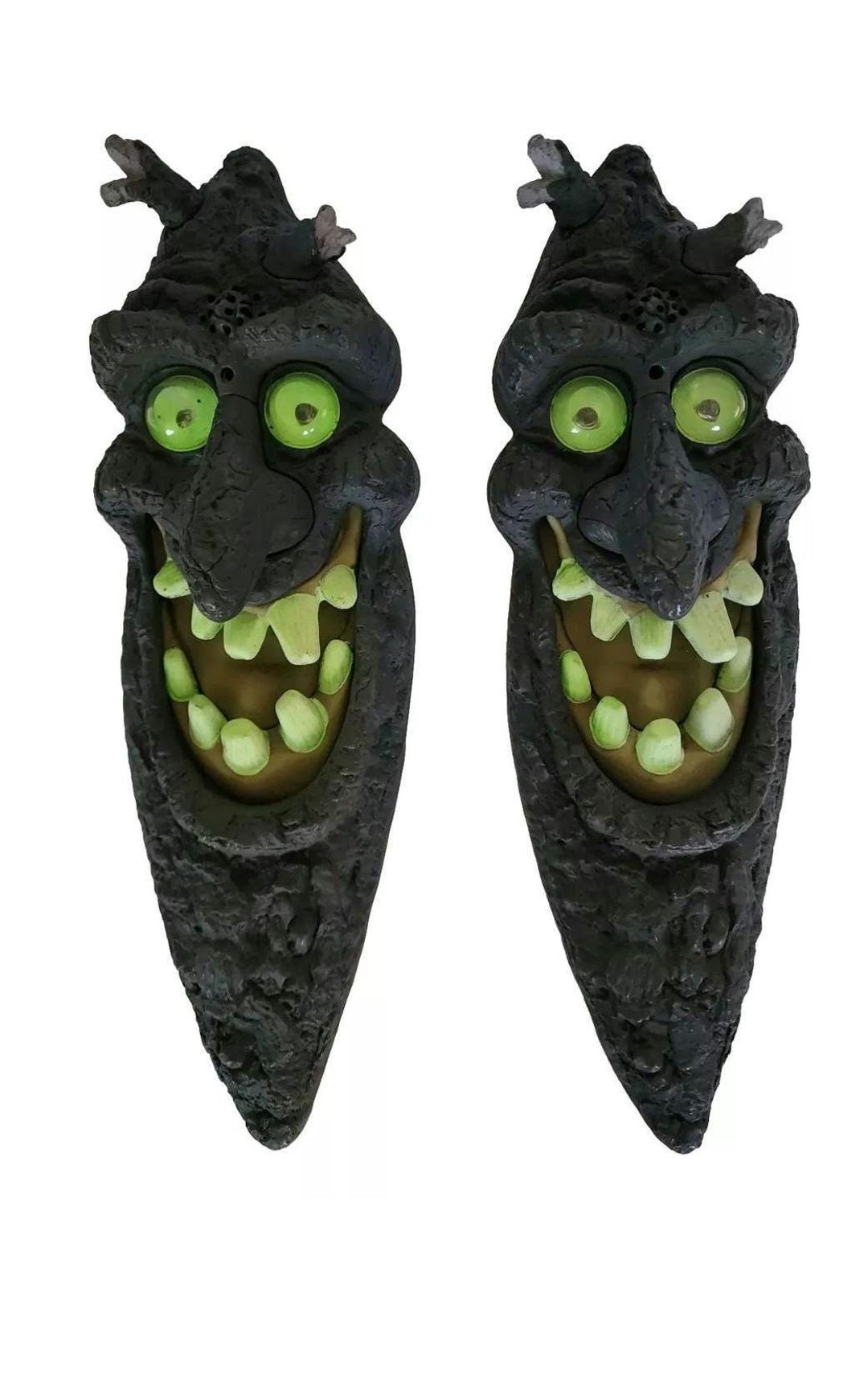 2 Vintage Halloween Spooky Tree Faces Screams Scream and Glows Eyes ...