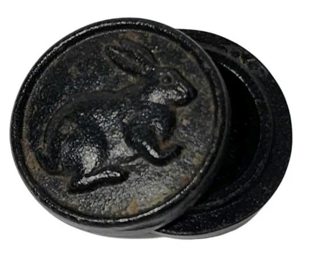 Vintage Cast Iron Bunny Rabbit Trinket Pill Dish Box Jewelry Ring Tray ...