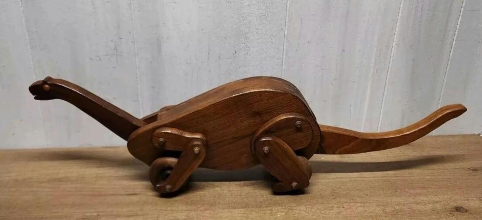 Vtg Wood Dinosaur Moving Moves Walks Wooden Hand Made Crafted Childs ...